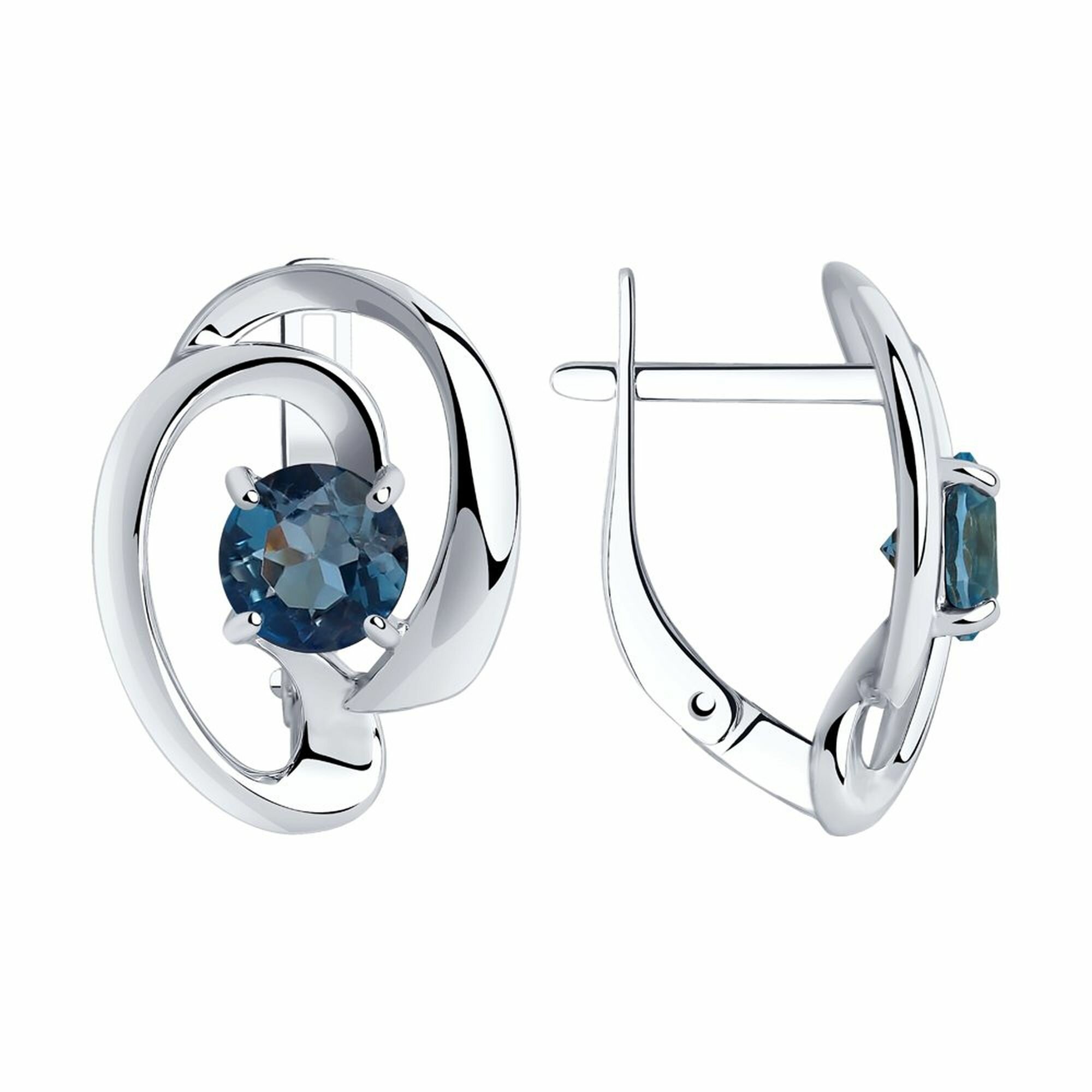 Серьги, серебро, 925 проба, родирование, Лондон топаз