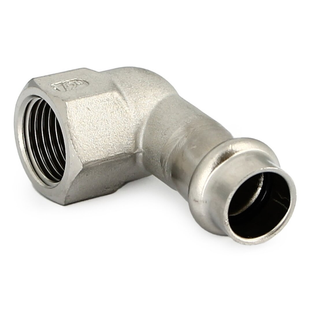 Угол 90° под пресс переходной 18 x 3/4" (ВР) UNI-FITT из нержавейки