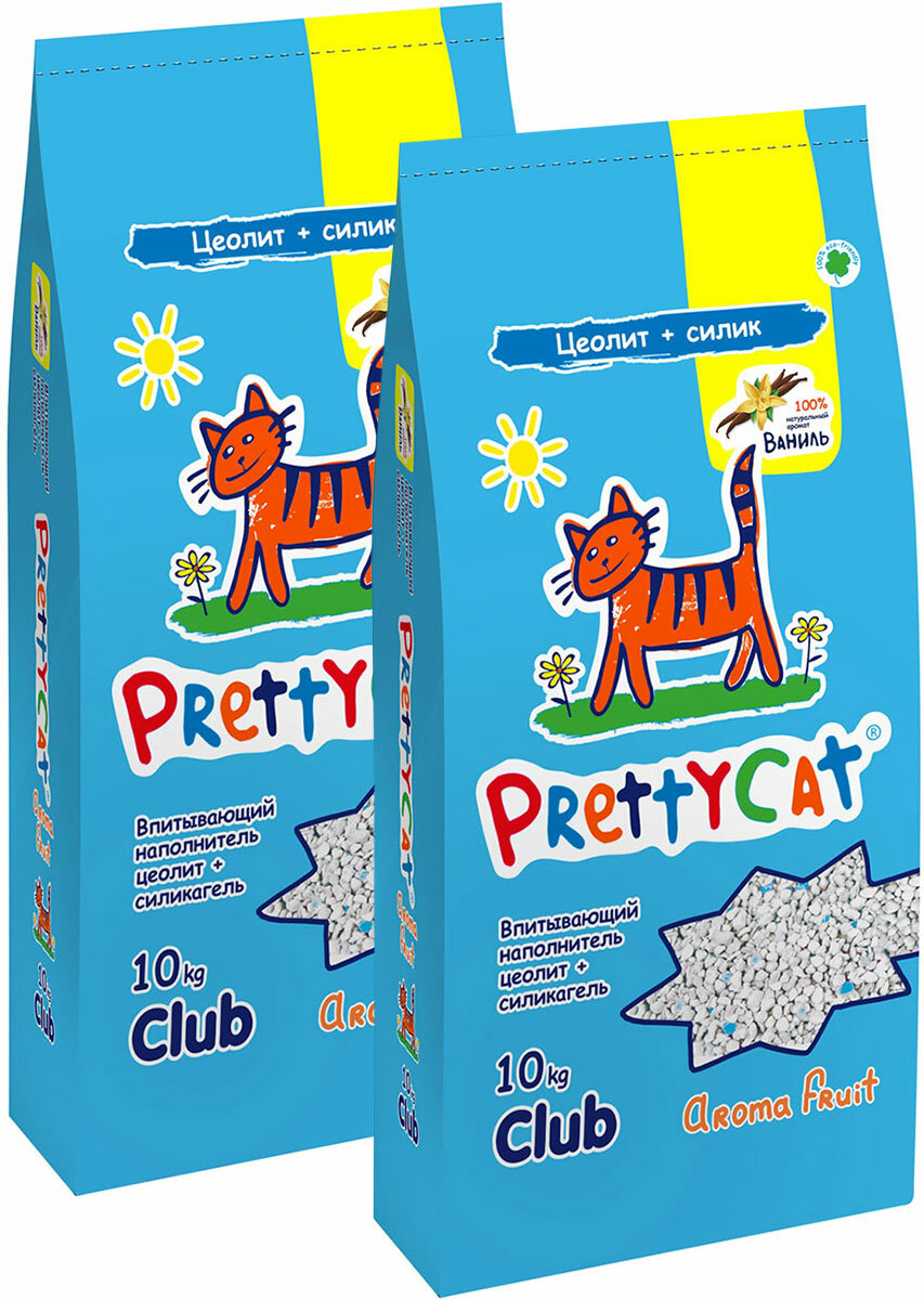 PRETTY CAT AROMA FRUIT наполнитель впитывающий для туалета кошек с део-кристаллами (10 + 10 кг)