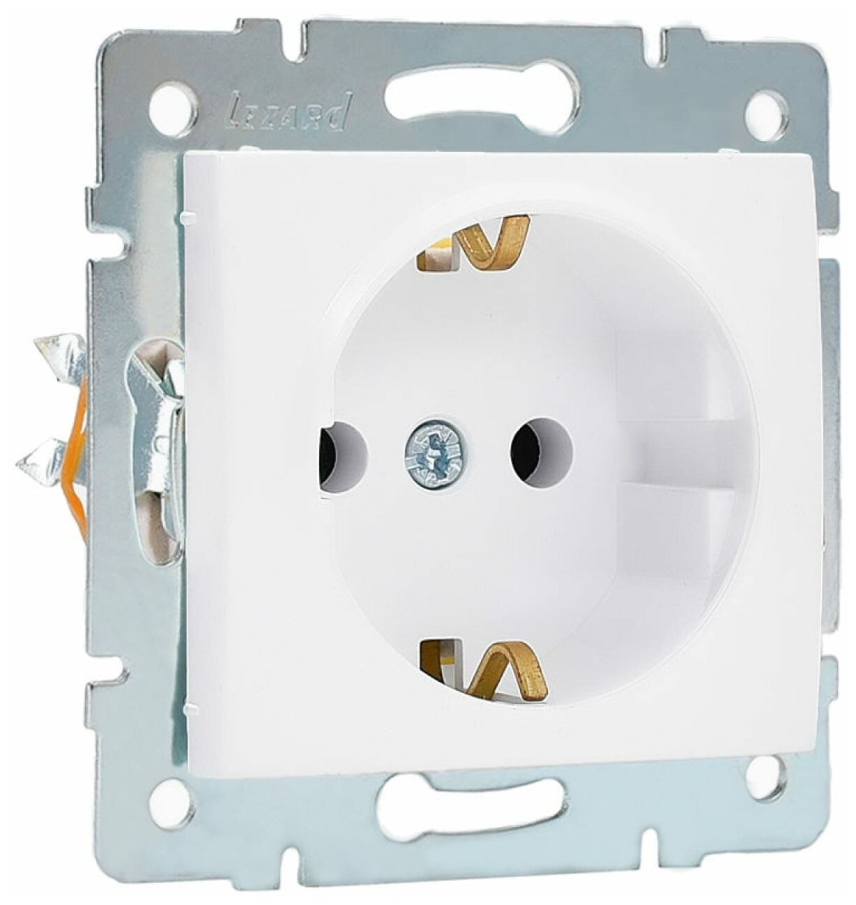 Механизм розетки 1-м СП KARINA термопласт с заземл. бел. LEZARD 707-0288-122B