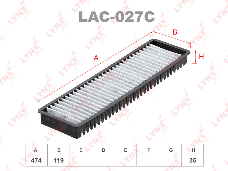 Фильтр салонный угольный LYNXauto LAC-027C. Для: MINI мини Cooper(Купер) R50 / R53 01-06