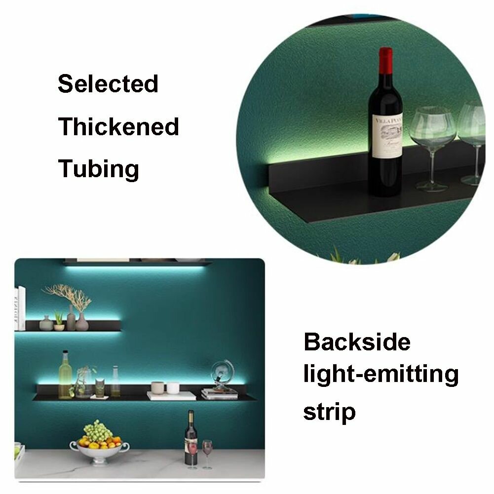 1 шт. плавающие настенные полки, полки из алюминиевого сплава, встроенные светящиеся светодиодные фонари