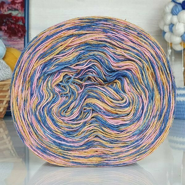 Пряжа Рассказовская ангорка меланж 27-2 ноготки/яр. гол/пудра (2 мотка)