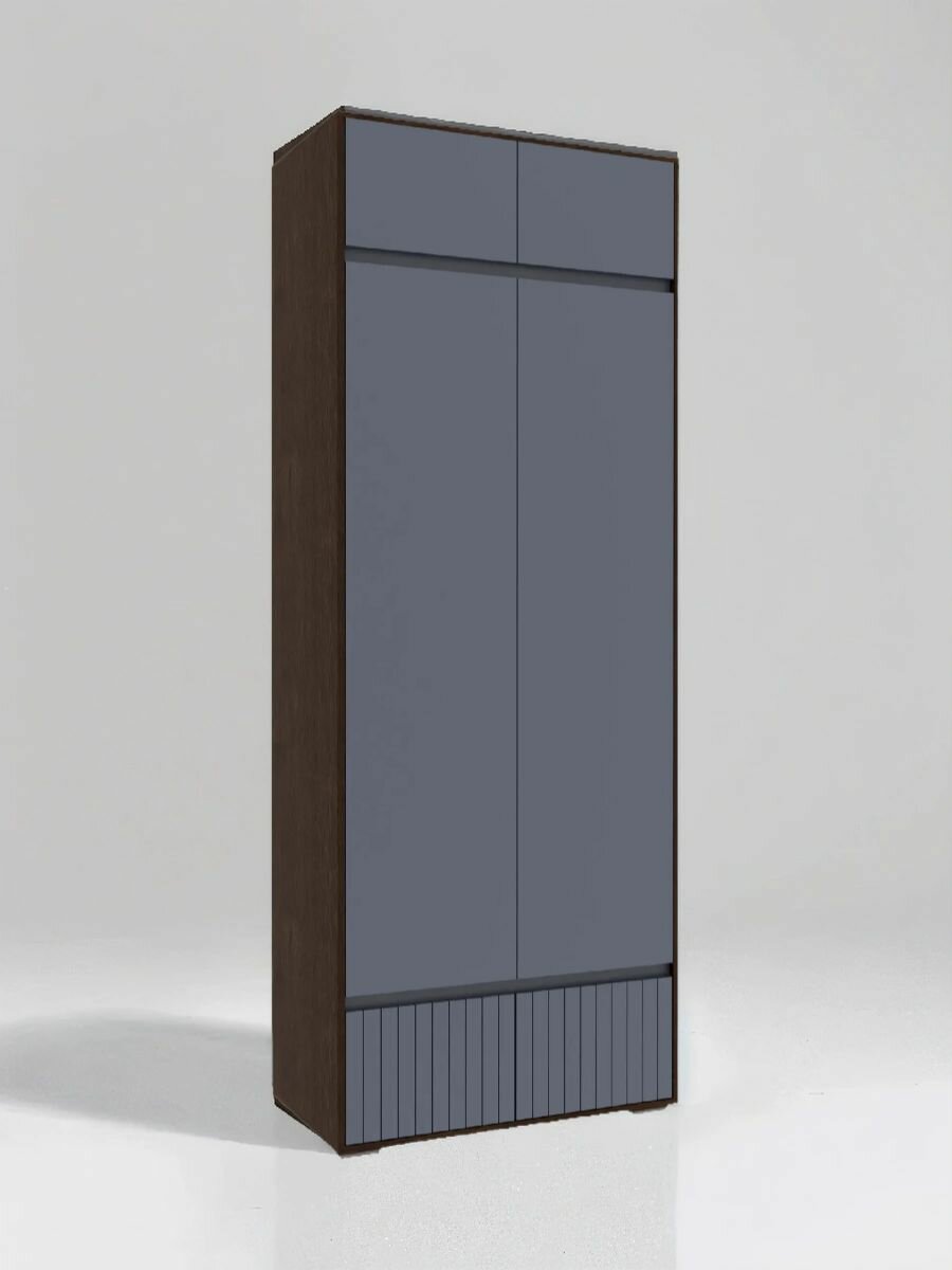 Шкаф 2-х створчатый МДФ Прага Венге/Графит софт, с полкой, модульный