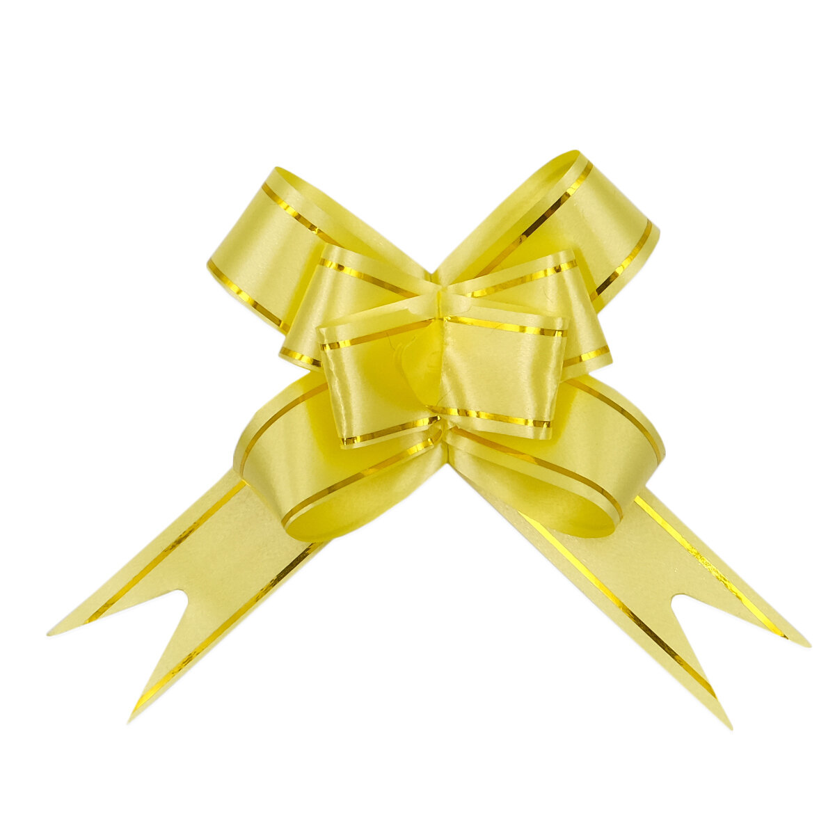 Бант подарочный на упаковку бабочка Айрис 1,7*34 см, 15 см в собранном виде, 10 шт (желтый золотистая полоса)