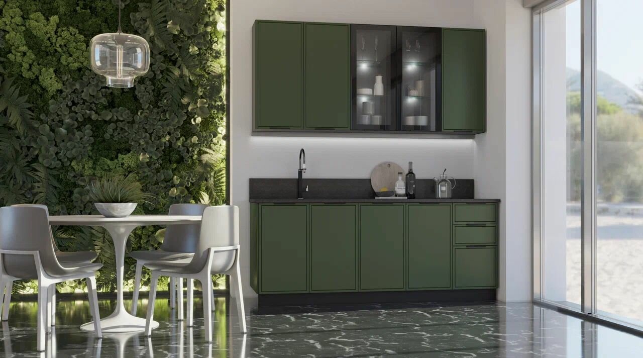 Кухня Николь Холст темно-зеленый 2,0м / 900мм