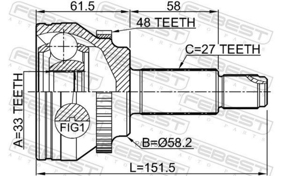 3510SX11A48 FEBEST Шрус наружный 33x58.2x27 | GEELY COOLRAY [SX11] 2019-