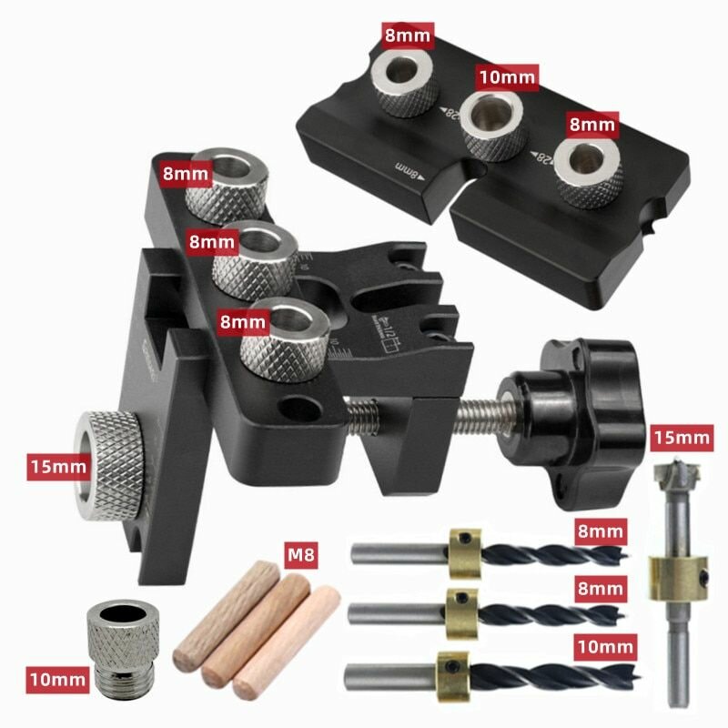 Кондуктор для присадки отверстий под эксцентриковые стяжки и шканты для мебели из ЛДСП