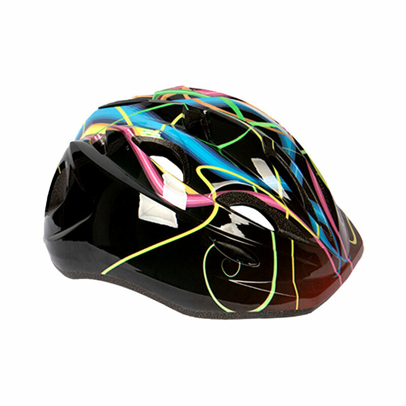 Шлем, для роликов, велосипедов, скейтбордов, детский, пенополистирол, цветочно-черный