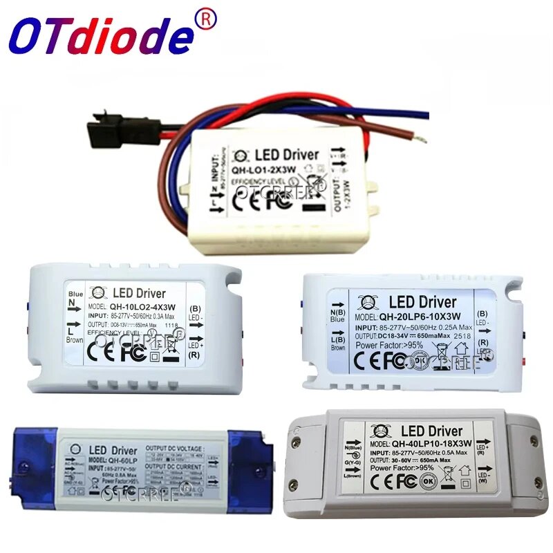 Трансформатор освещения OTdiode AC85-277V 10-18x3w DC30-60V