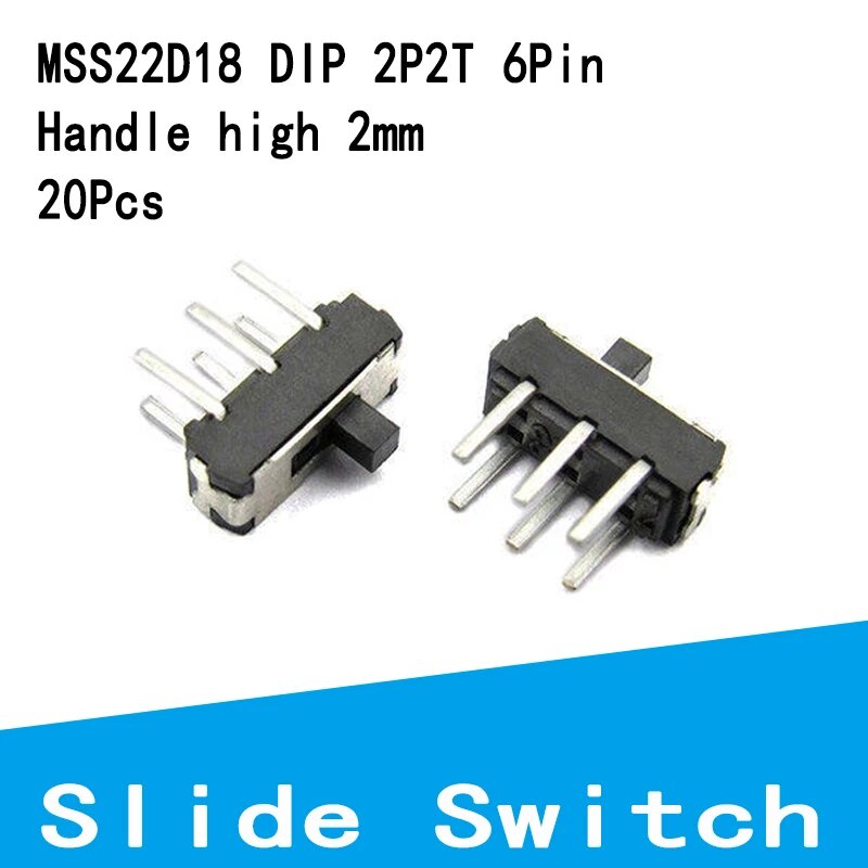 20 шт. миниатюрный DIP SMD ползунковый переключатель MSS22D18 2P2T 6Pin