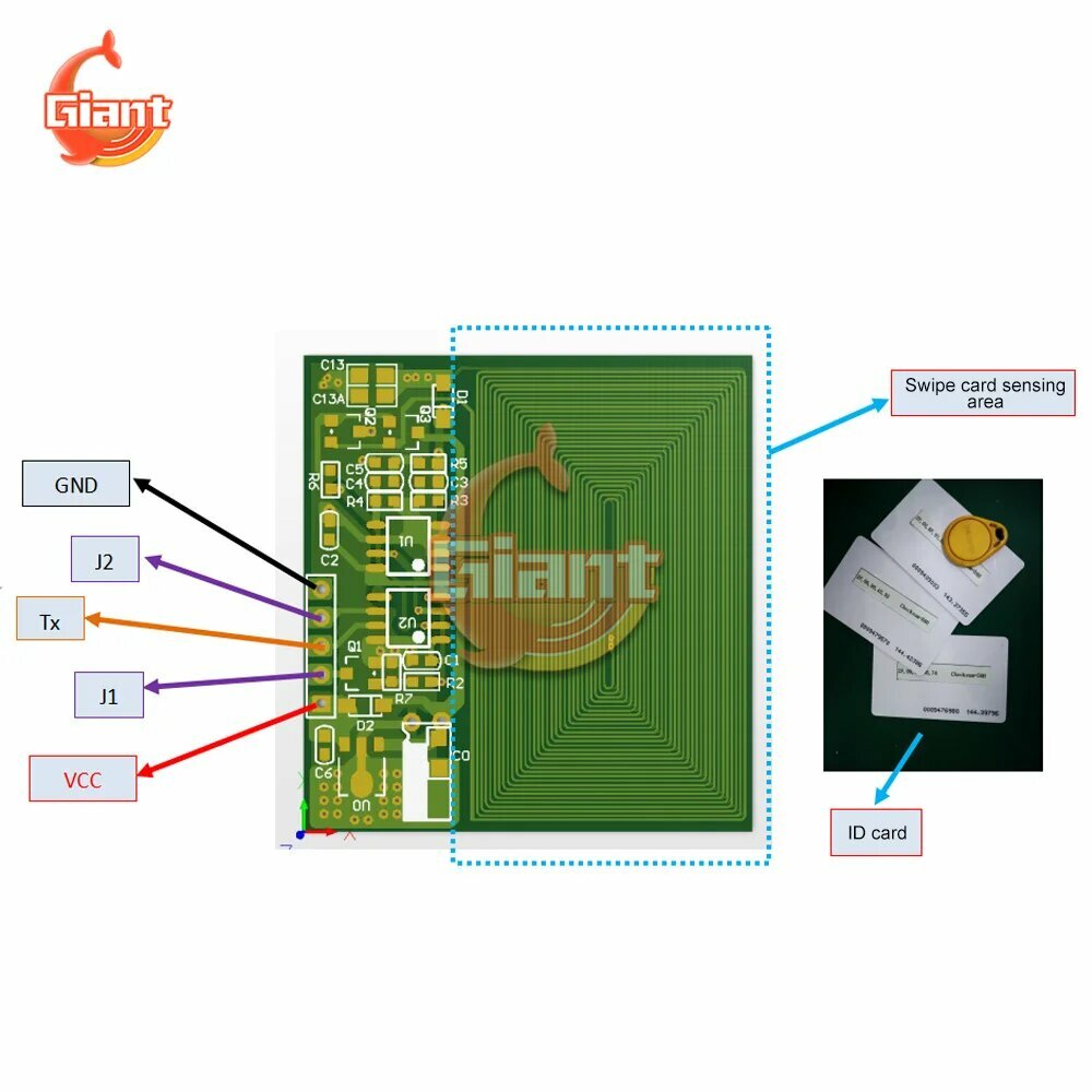Считыватель Карт RFID 125 кГц, встроенные модули цепи, интерфейс UART RDM6300