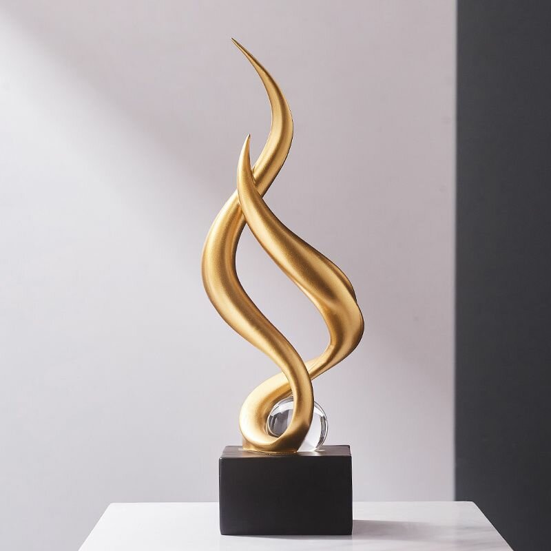 Статуэтка CHUNZHIRAN золотой (10.4см * 8см * 30.5см) Украшение из бисера с игрой пламени из смолы, декор для дома интерьера