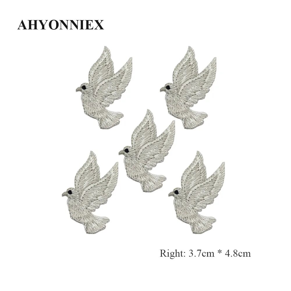 AHYONNIEX белые голубь вышивка нашивки 5pcs type 03