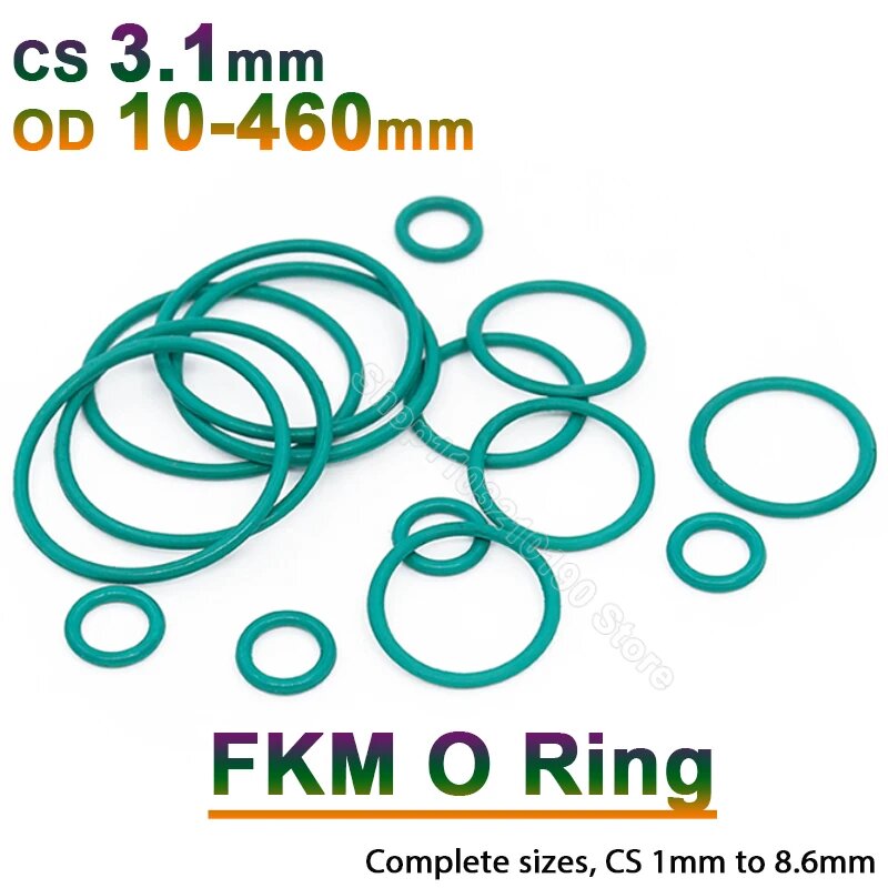 Зеленые уплотнительные кольца FKM, уплотнительная прокладка CS 3,1 мм, изоляционное масло, устойчивое к высоким температурам, водонепроницаемое фторсодержащее резиновое уплотнительное кольцо OD 10-460 мм