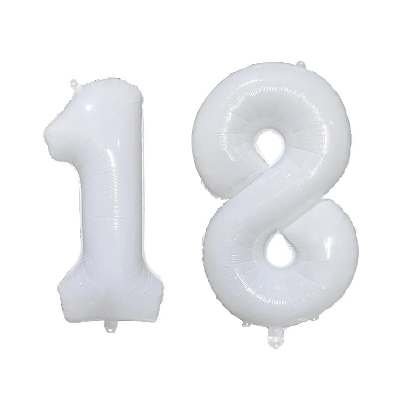 Белые шары цифры "18" для праздника, 32 дюйма
