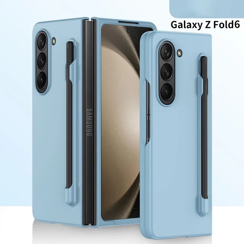 Набор матовых чехлов 3 в 1 для Samsung Galaxy Z Fold 6 5 Fold5 Fold6 SPen Slot Pen Holder Противоударный чехол для ощущения кожи со стилусом