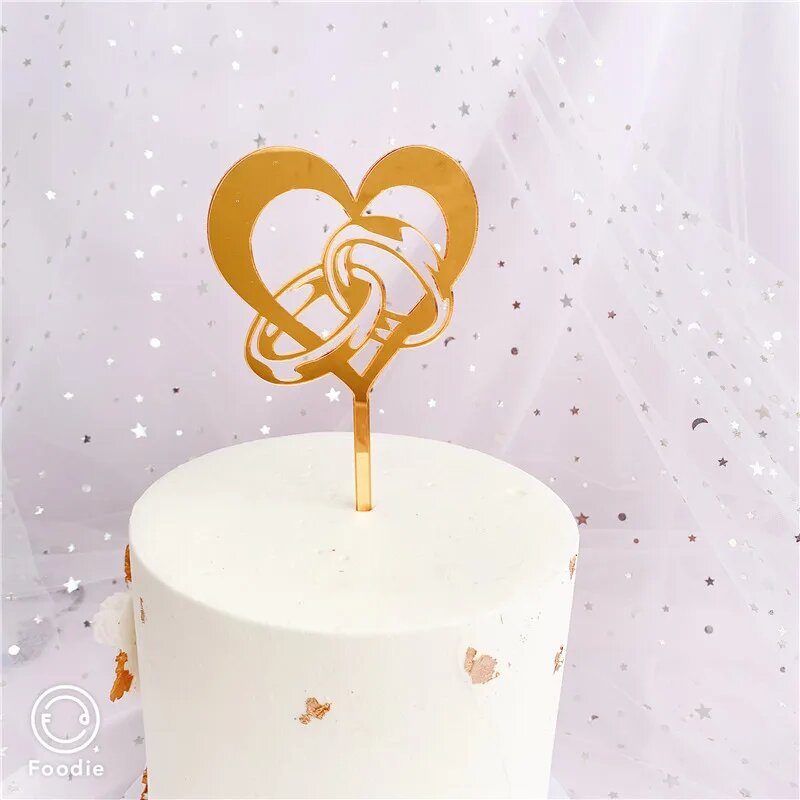 Розовый золотой акриловый торт топпер MJCakedecor 10