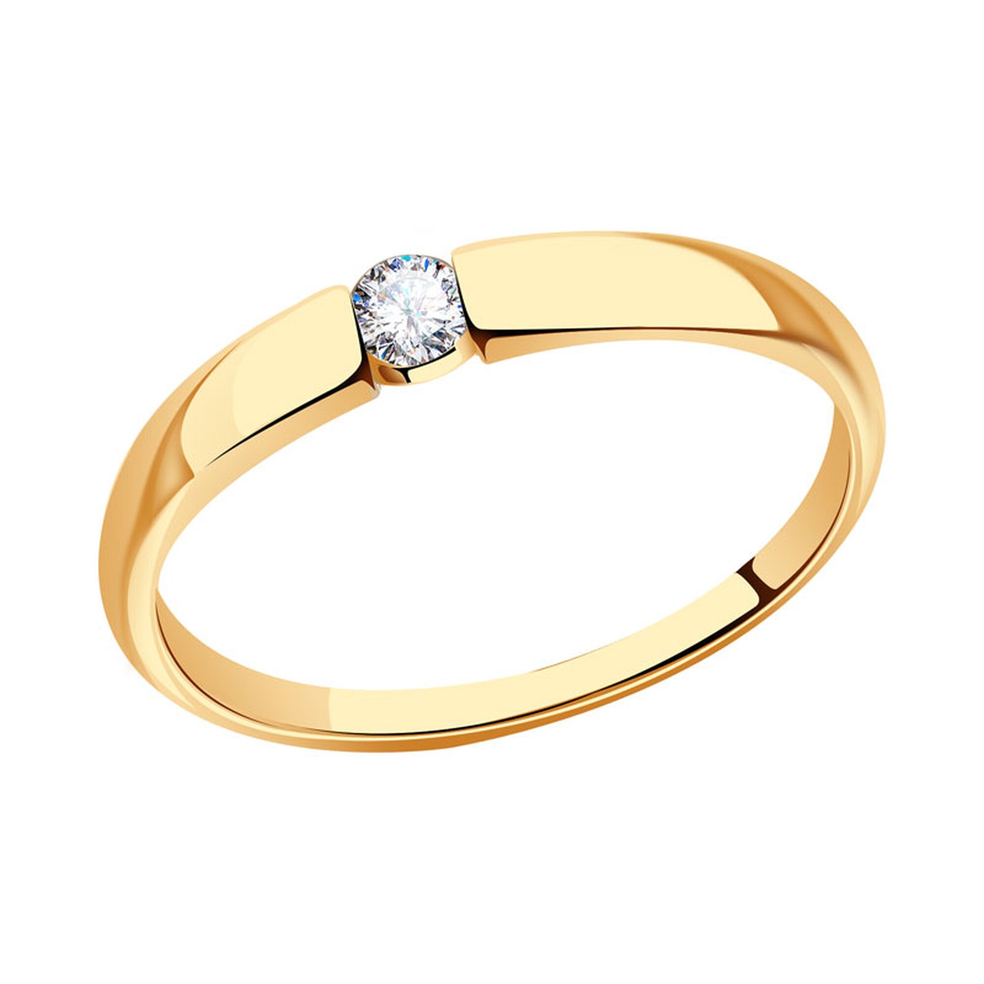 Кольцо помолвочное, красное золото, 585 проба, фианит