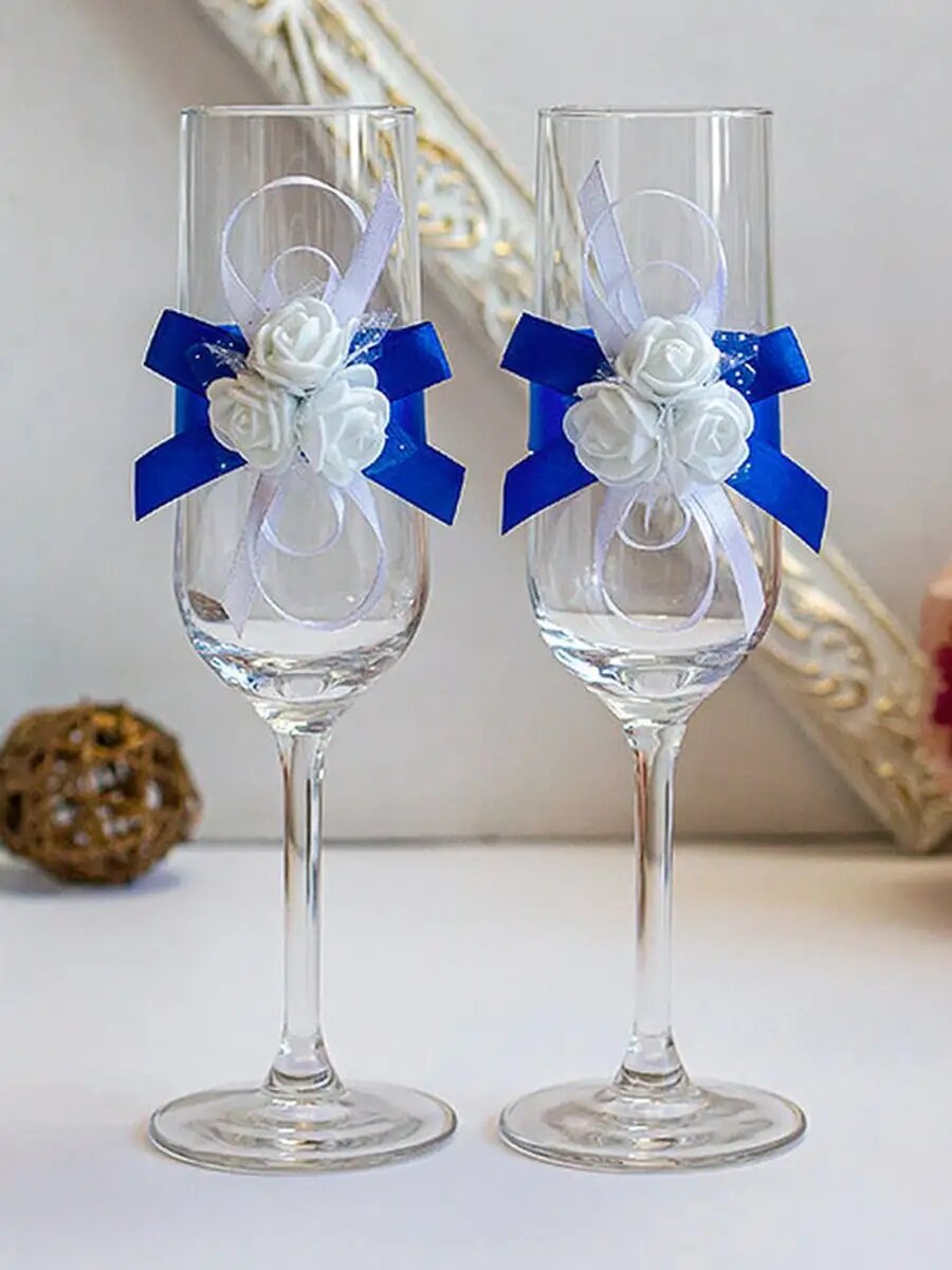 Свадебные бокалы для шампанского молодоженов фужеры молодых