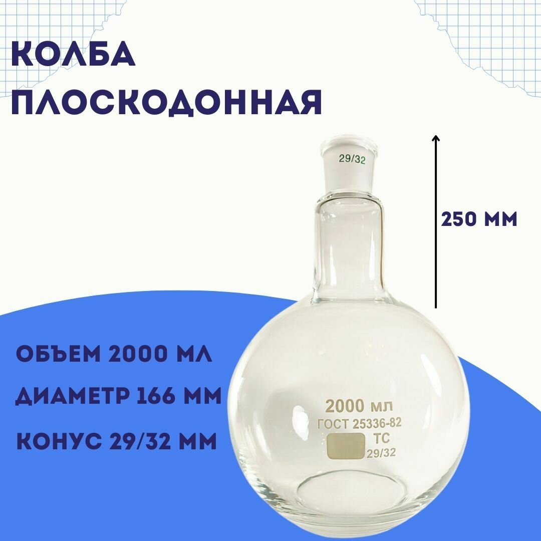 Колба плоскодонная П-1-2000-29/32 объем 2000 мл