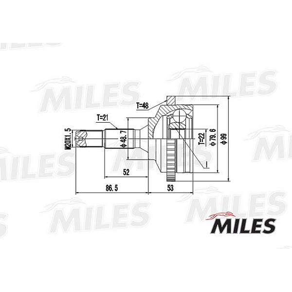 MILES ga20369 (GA20369_MI) шрус Peugeot (Пежо) 206 1.1-1.6 98- нар.(abs)