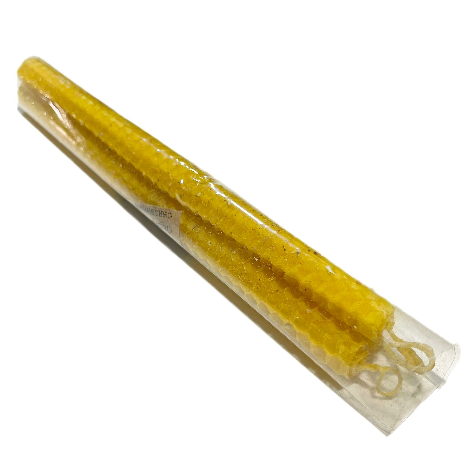 Свеча из желтой вощины с травой подсолнечник И омела, Медовые свечи Сибири (с описанием, 21*1,1 см.), набор 3 шт.