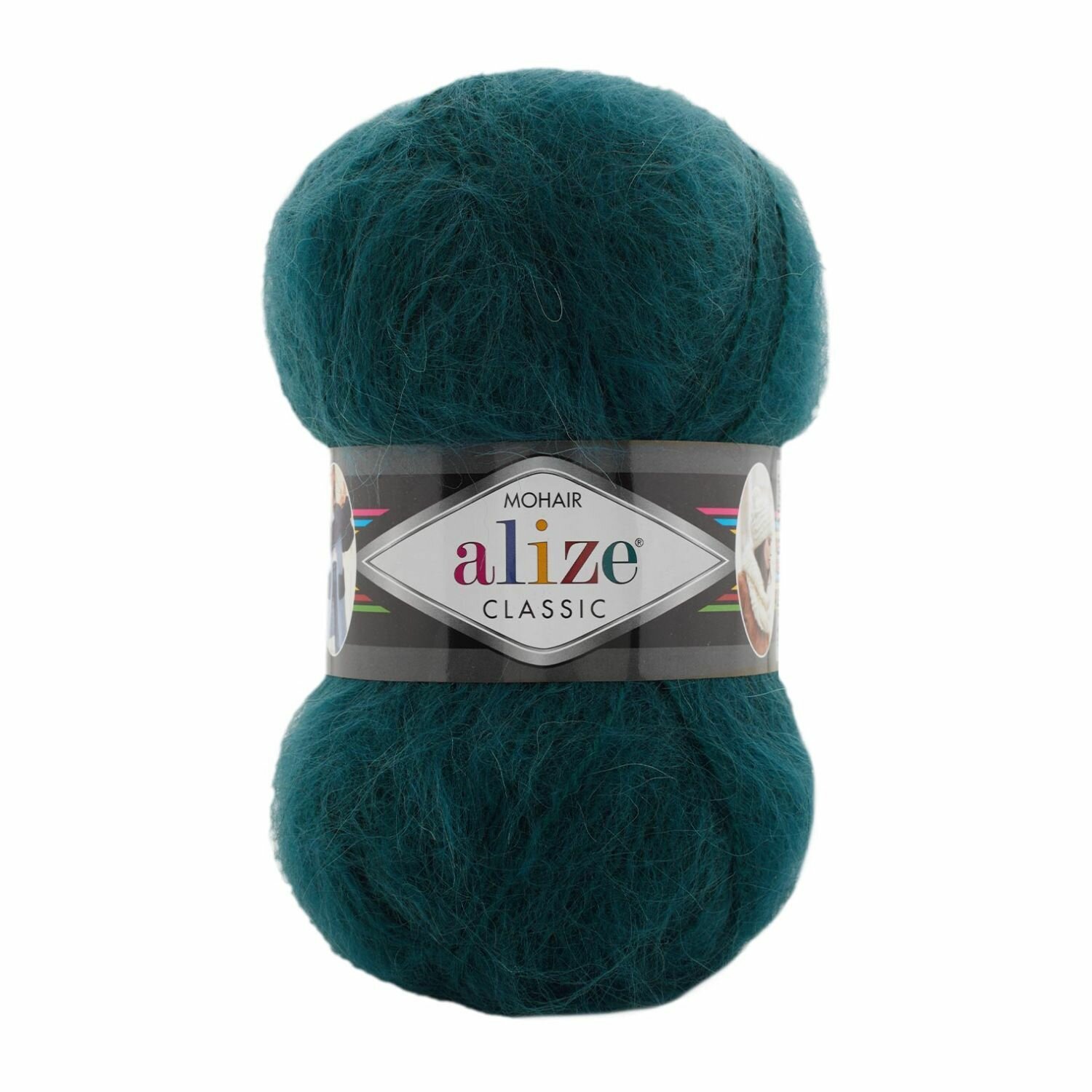 Пряжа MOHAIR CLASSIC (ALIZE), тем. изумруд - 426, 25% мохер, 24% шерсть, 51% акрил, 5 мотков, 100 г, 200 м.