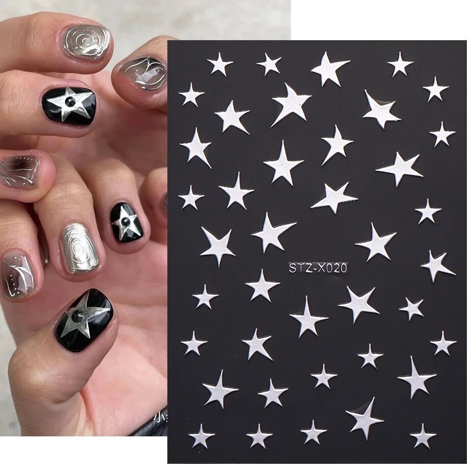 3D металлические наклейки для ногтей Full Beauty Черный, STZ-X020