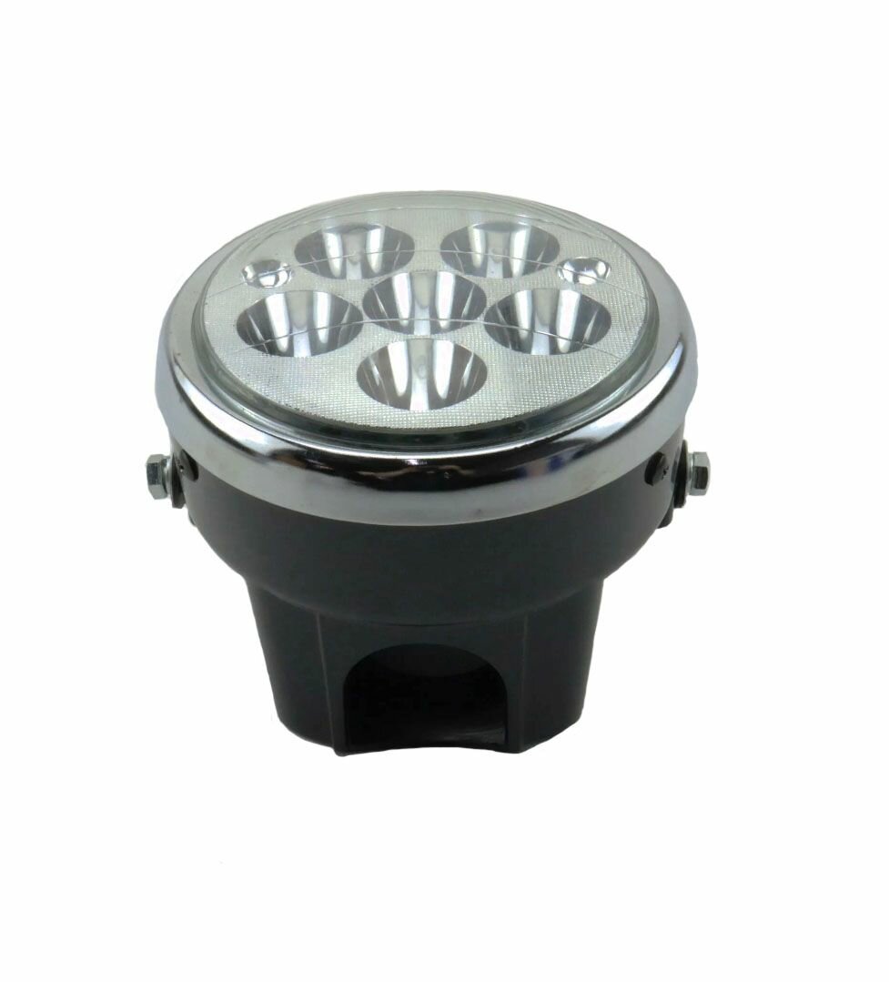 Фара светодиодная, круглая, в сборе мопеда Альфа, Делта (6 диодов)