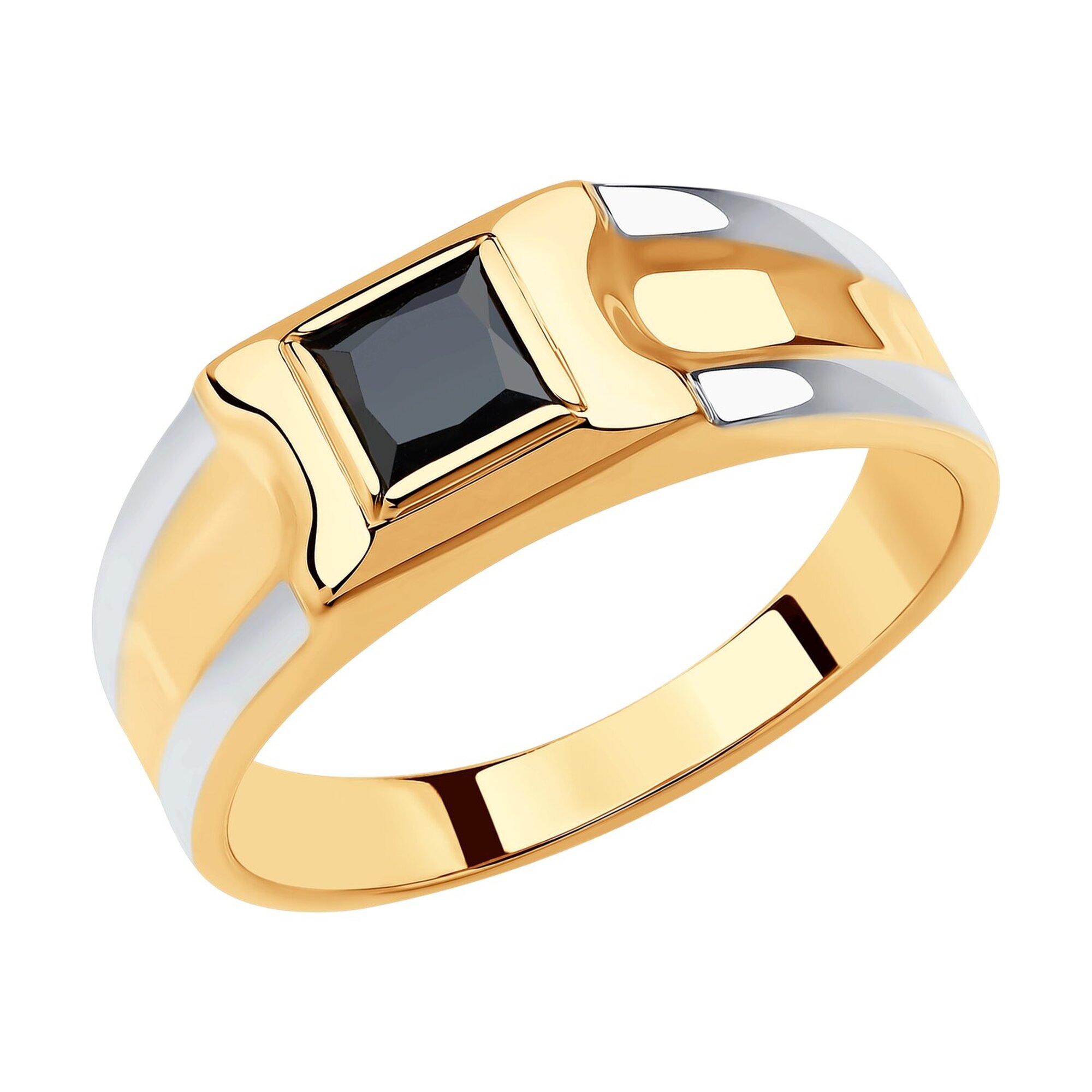 Печатка, красное золото, 585 проба, фианит