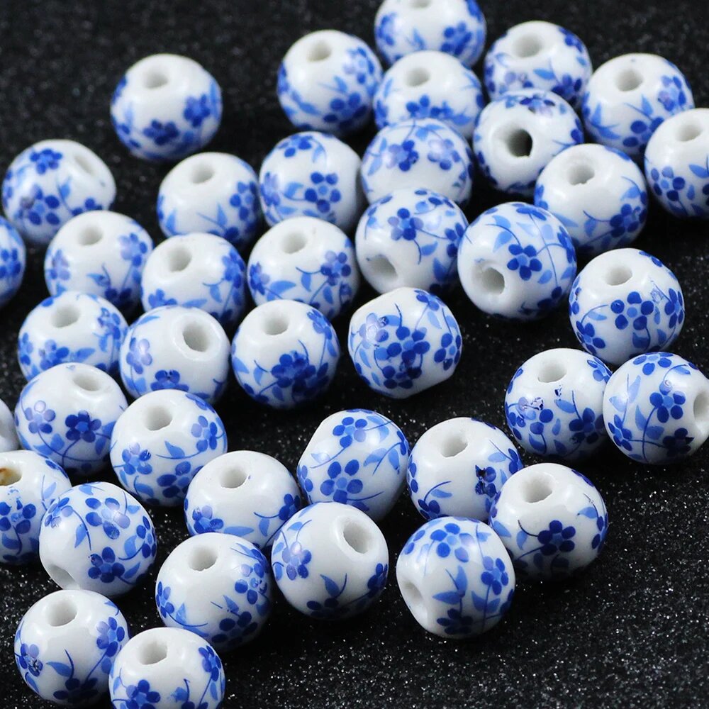 Керамические бусины Celadon wlyees 8 мм 10 мм 12 мм 20 шт. Синий, 10mm 20pcs, Blue color