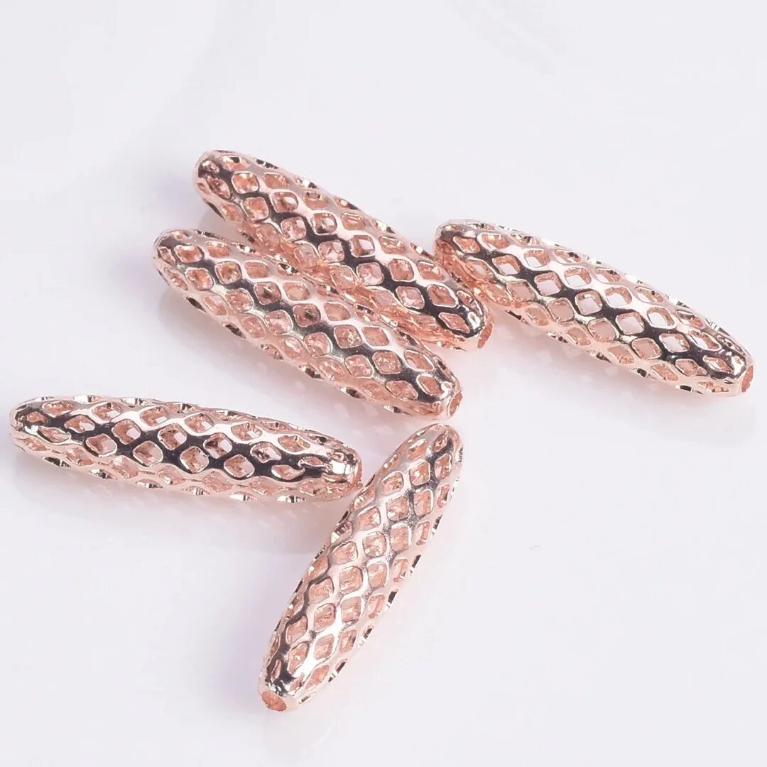 Бусины овальные Rose Gold, 5x15mm, 10шт