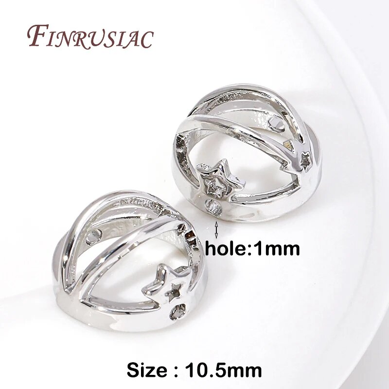 Кольца-рамки из бисера FINRUSIAC золотистого цвета 12 штук 4 Pieces, Rhodium Plated