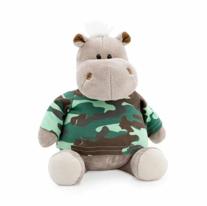 Игрушка мягкая Orange Бегемот в армейской футболке 20 см