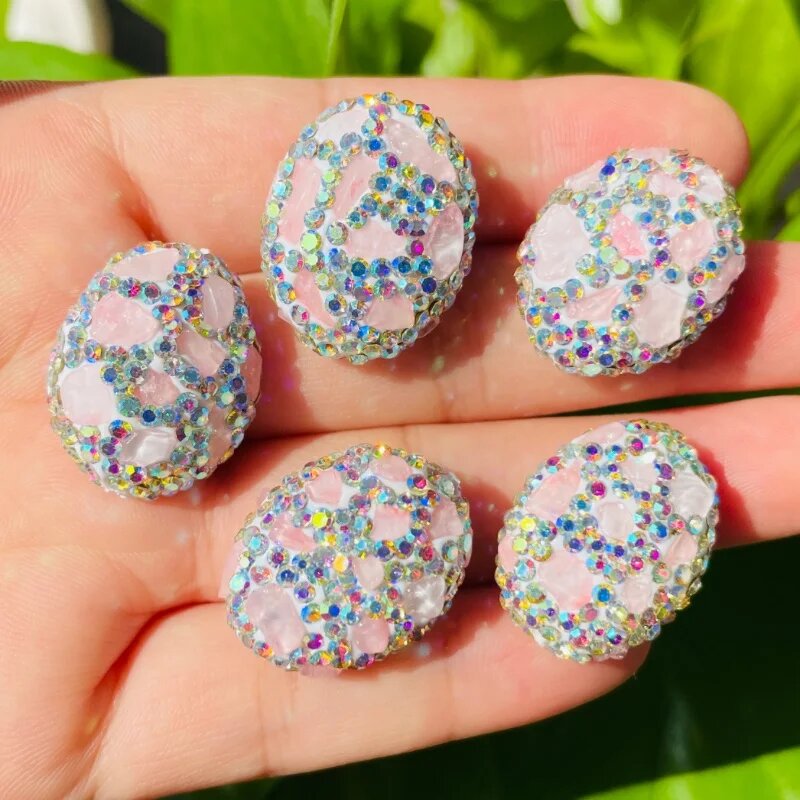 5 шт. Овальные бусины Charms Beads Beyond из глины с розовым камнем
