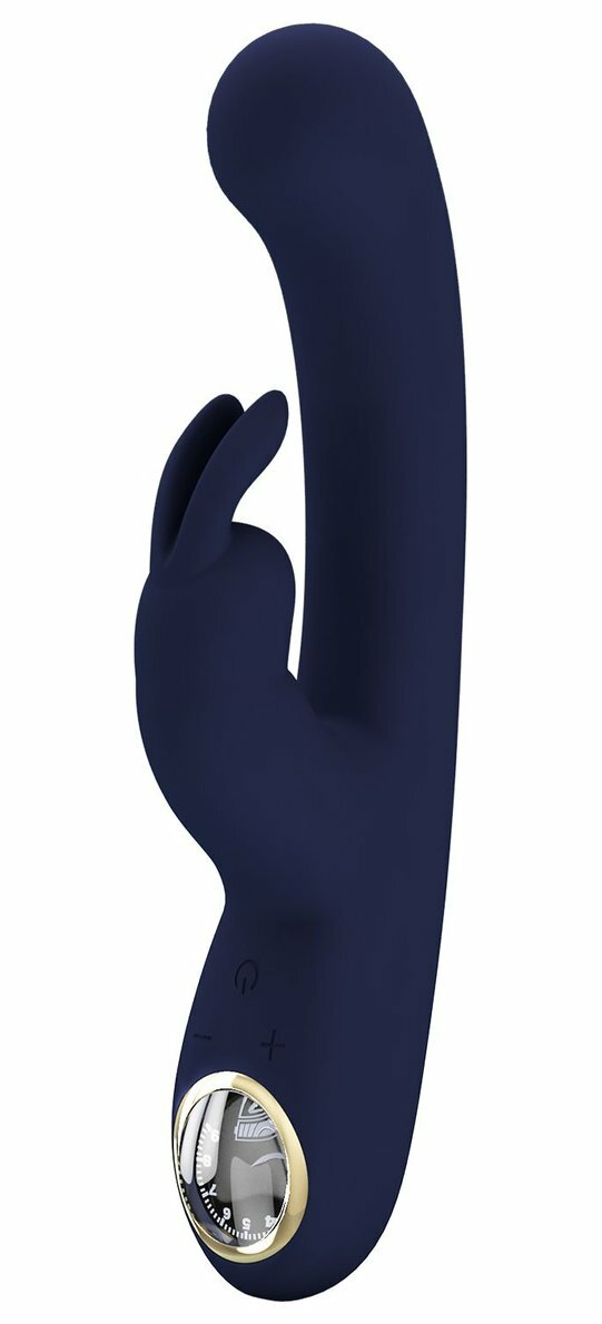 Темно-синий вибратор-кролик с дисплеем Lamar 22 см Baile
