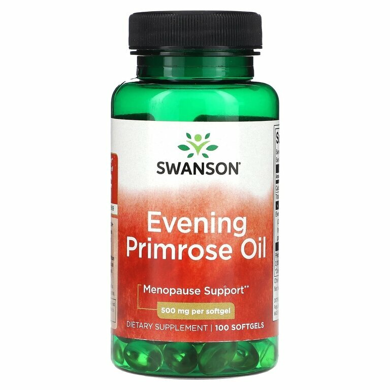 Масло примулы вечерней для женского здоровья во время менопаузы, Swanson Evening Primrose Oil, 500мг 100 мягких капсул