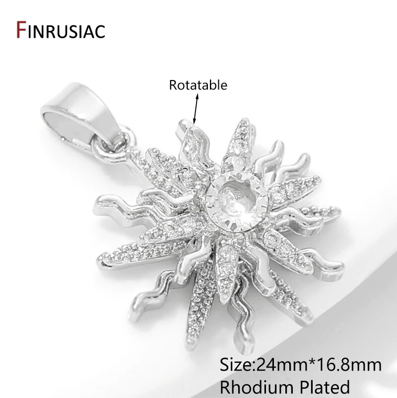 Позолоченные подвески FINRUSIAC 18К, солнце/звезда, для рукоделия 1 piece, Rhodium Plated
