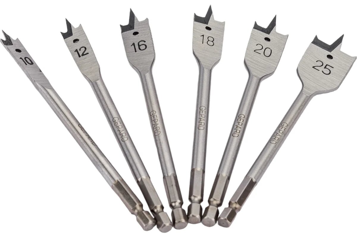 Gepard GP0415-6 набор сверл по дереву 6 шт для точного сверления в древесине