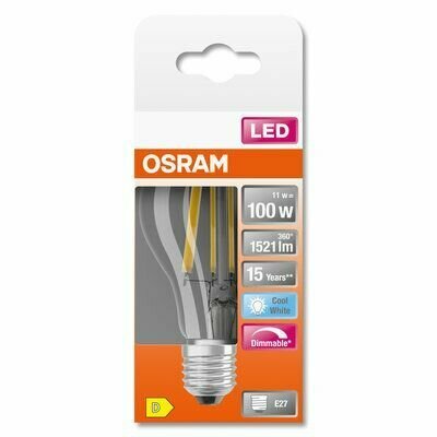 5шт/уп. Лампа LED Груша 12W 230V E27 1521Лм 4000К Угол 320 град. D-60mm L-105mm. Лампа Филамент. Диммируемая Свет Дневной белый OSRAM, уп. 5шт