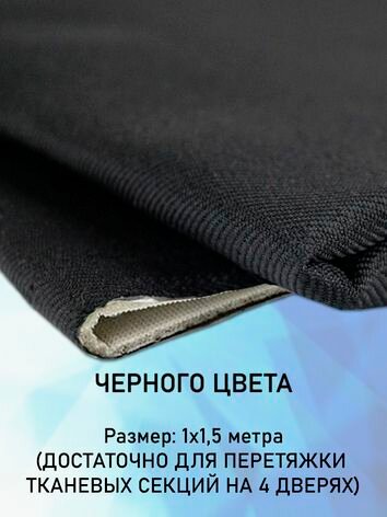Ткань для перетяжки карт дверей автомобиля Черная 1м х 1,5 м