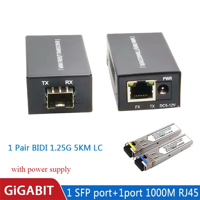 Волоконно-оптический медиаконвертер, 1 порт sfp на 1 RJ45, гигабитный оптоволоконный Ethernet для ip-камеры, мини 10/100/1000M