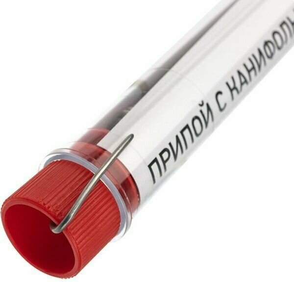 09-3101, Припой с канифолью ПОС-61, 10г, 1мм, (олово 61%, свинец 39%), колба