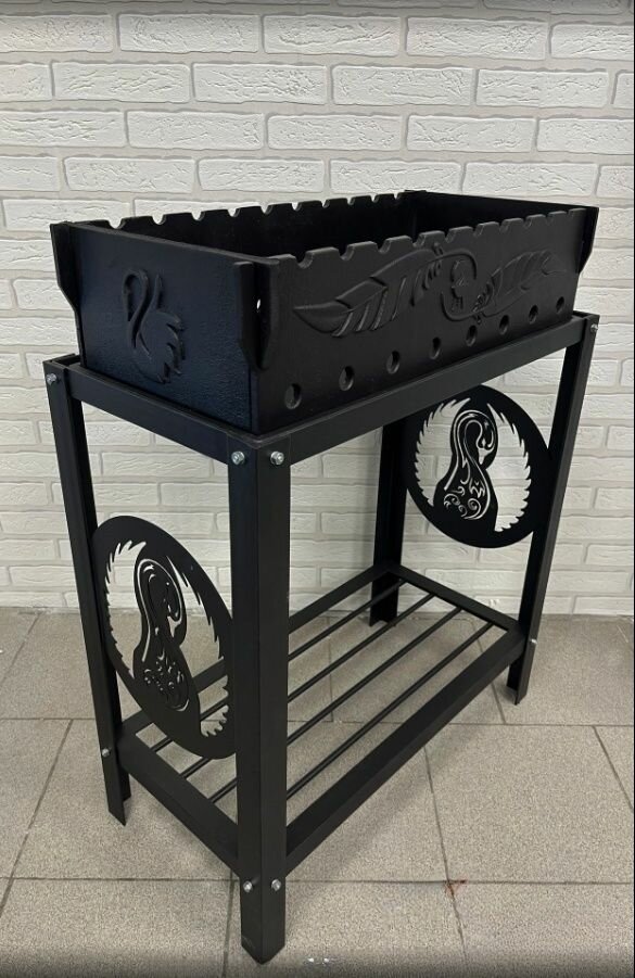 Мангал из чугуна 8мм. Толстостенный усиленный гриль с подставкой. Разборная жаровня