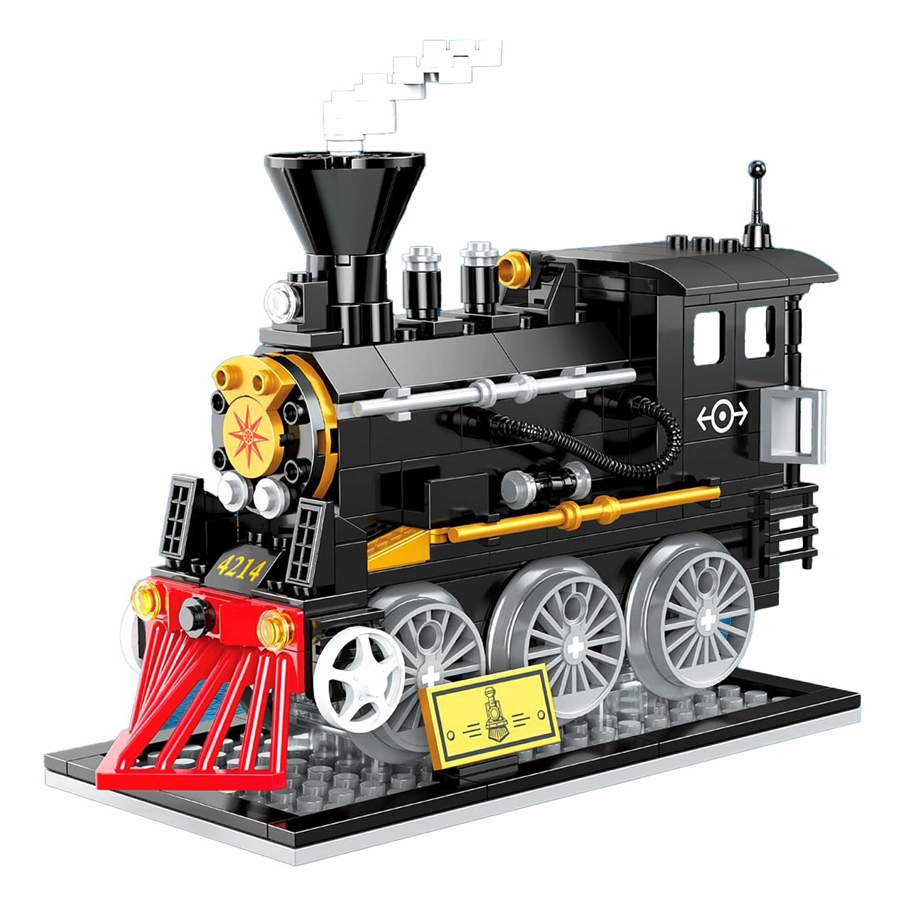 Пластиковый блочный конструктор "Волшебный экспресс" для мальчика, развивающий игровой набор для детского творчества и сюжетно-ролевых игр, сборная модель ретро локомотива-паровоза, 246 деталей