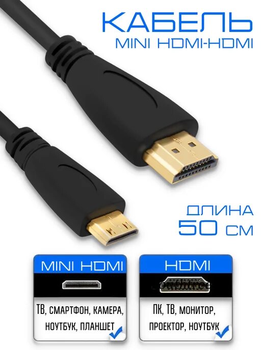 Кабель mini hdmi-hdmi 0,5 метра