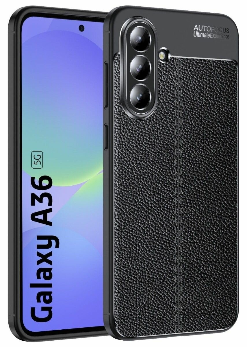 Чехол на Samsung Galaxy A36 5G силиконовый под кожу чёрный противоударный