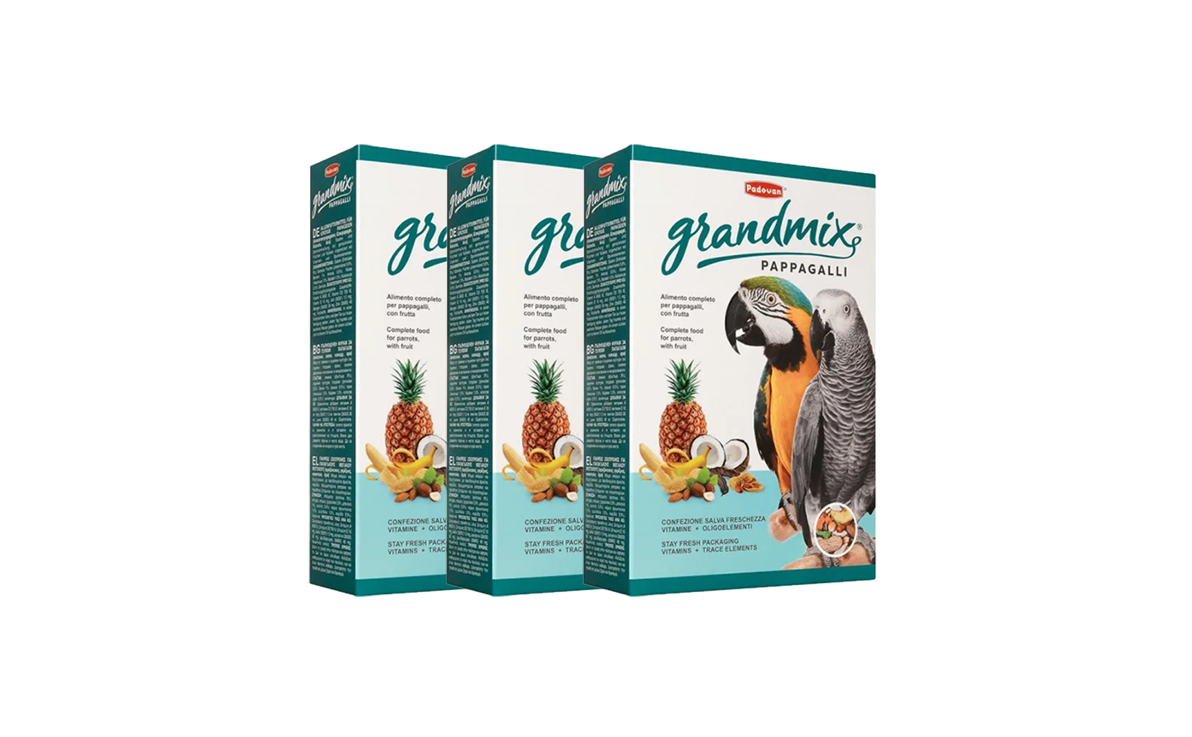 Padovan Grandmix Pappagalli корм комплексный для крупных попугаев 600 г x 3 шт.
