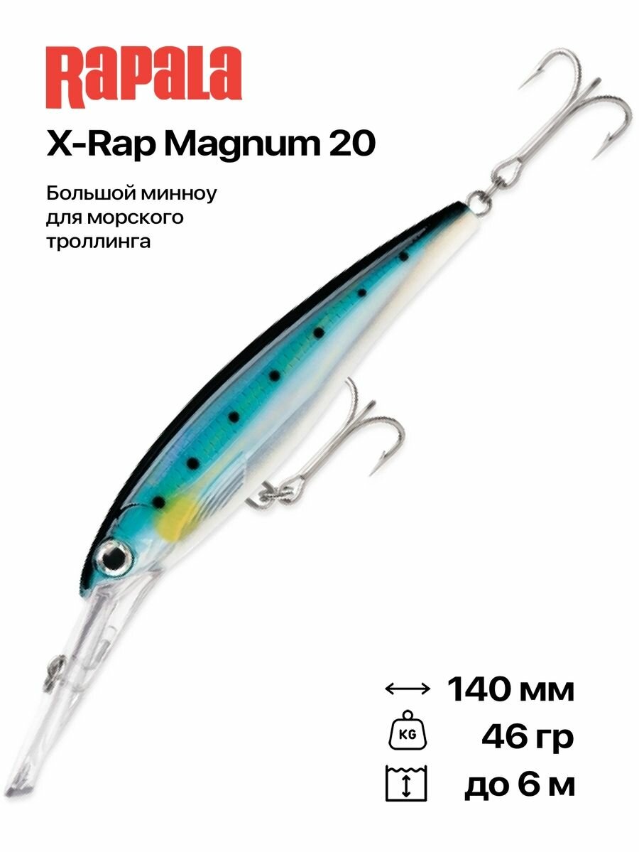Воблер Rapala X-Rap Magnum, 14 см, 46 гр, #BSRD